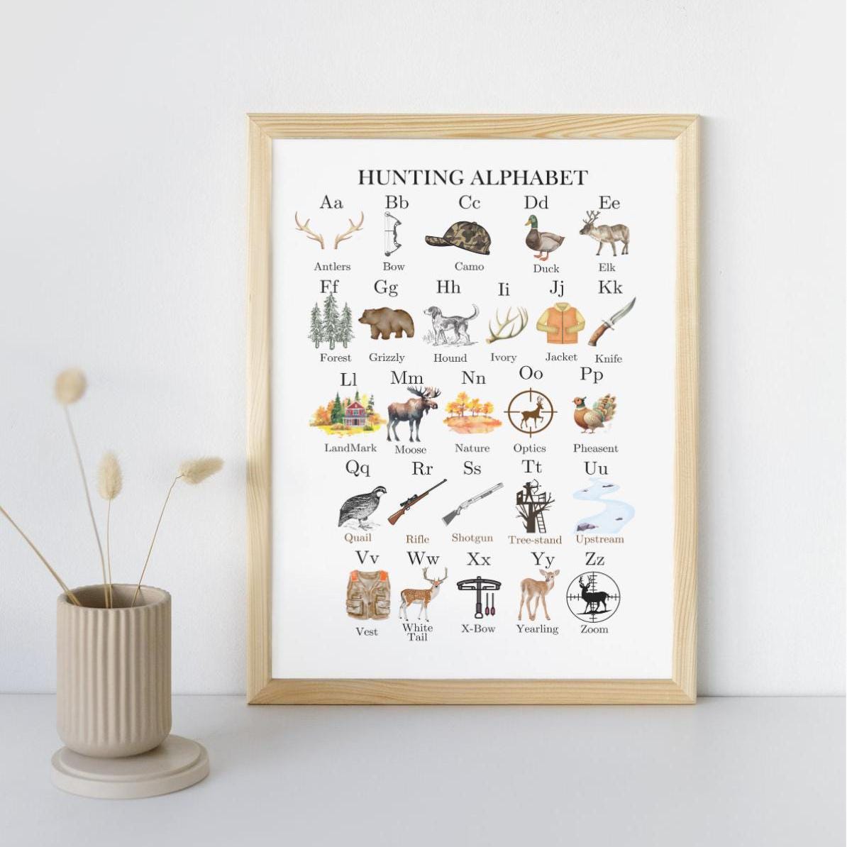 Hunting Alphabet Nursery Print, Nursery Mallard Duck Decor Poster ...