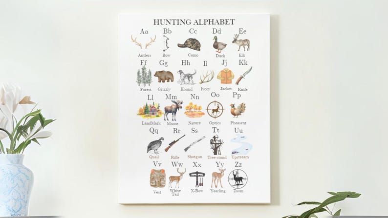 Hunting Alphabet Nursery Print, Nursery Mallard Duck Decor Poster ...