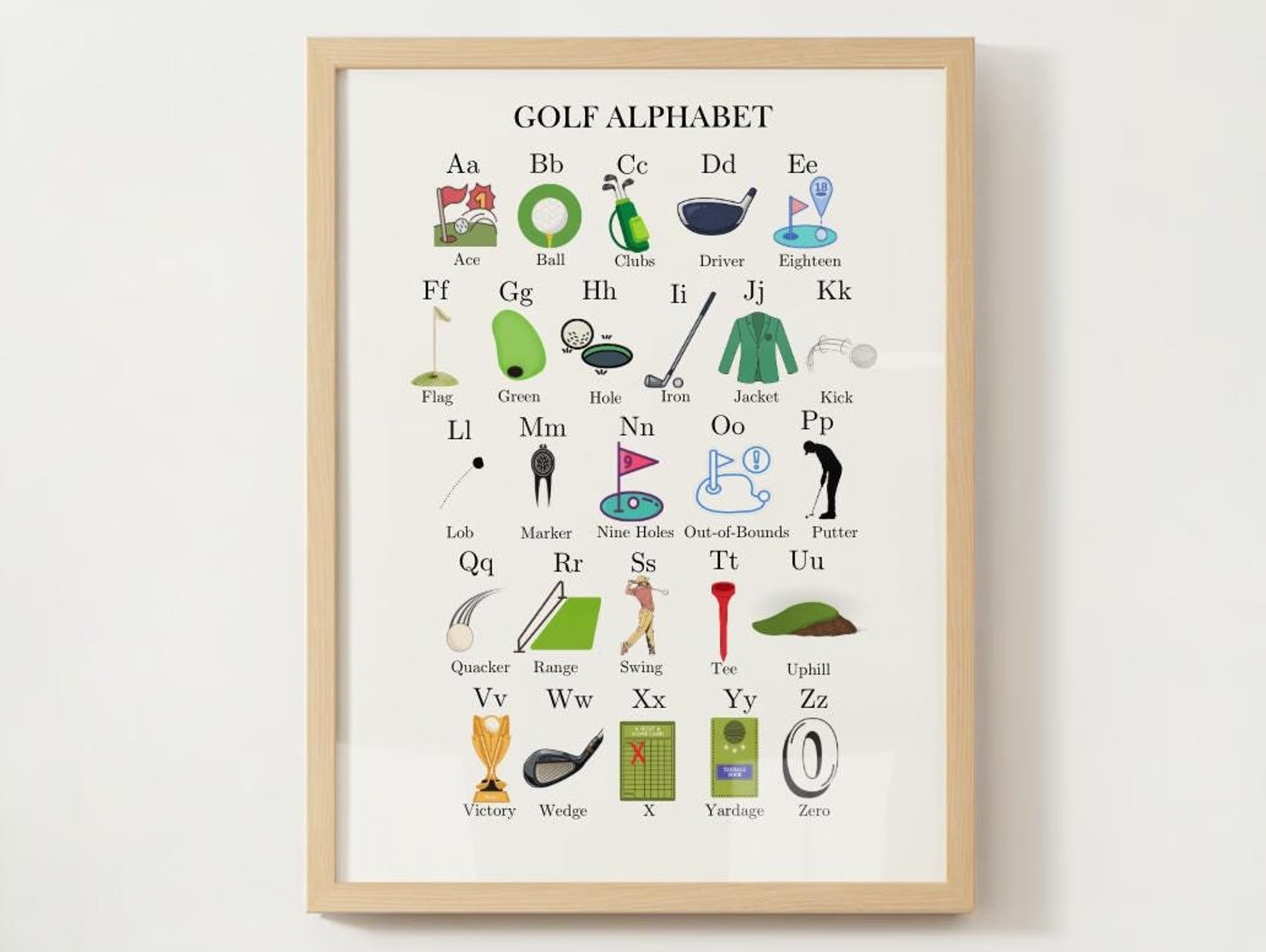 Golf Alphabet Nursery Print, Watercolor Golf Wall Art, Kids Room Decor ...