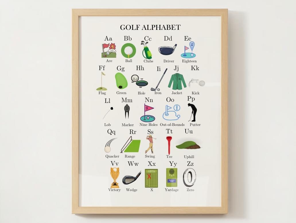 Golf Alphabet Nursery Print, Watercolor Golf Wall Art, Kids Room Decor ...