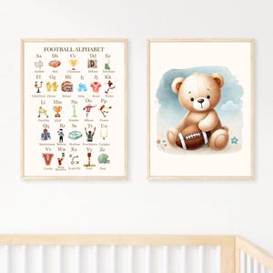 Football Alphabet Nursery Print, Nursery Football Digital Poster, ABC ...