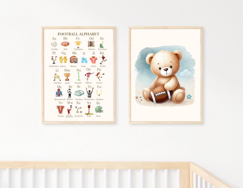 Football Alphabet Nursery Print, Nursery Football Digital Poster, ABC ...