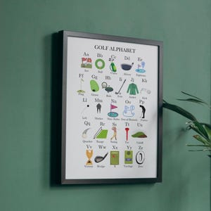 Golf Alphabet Nursery Print, Watercolor Golf Wall Art, Kids Room Decor ...
