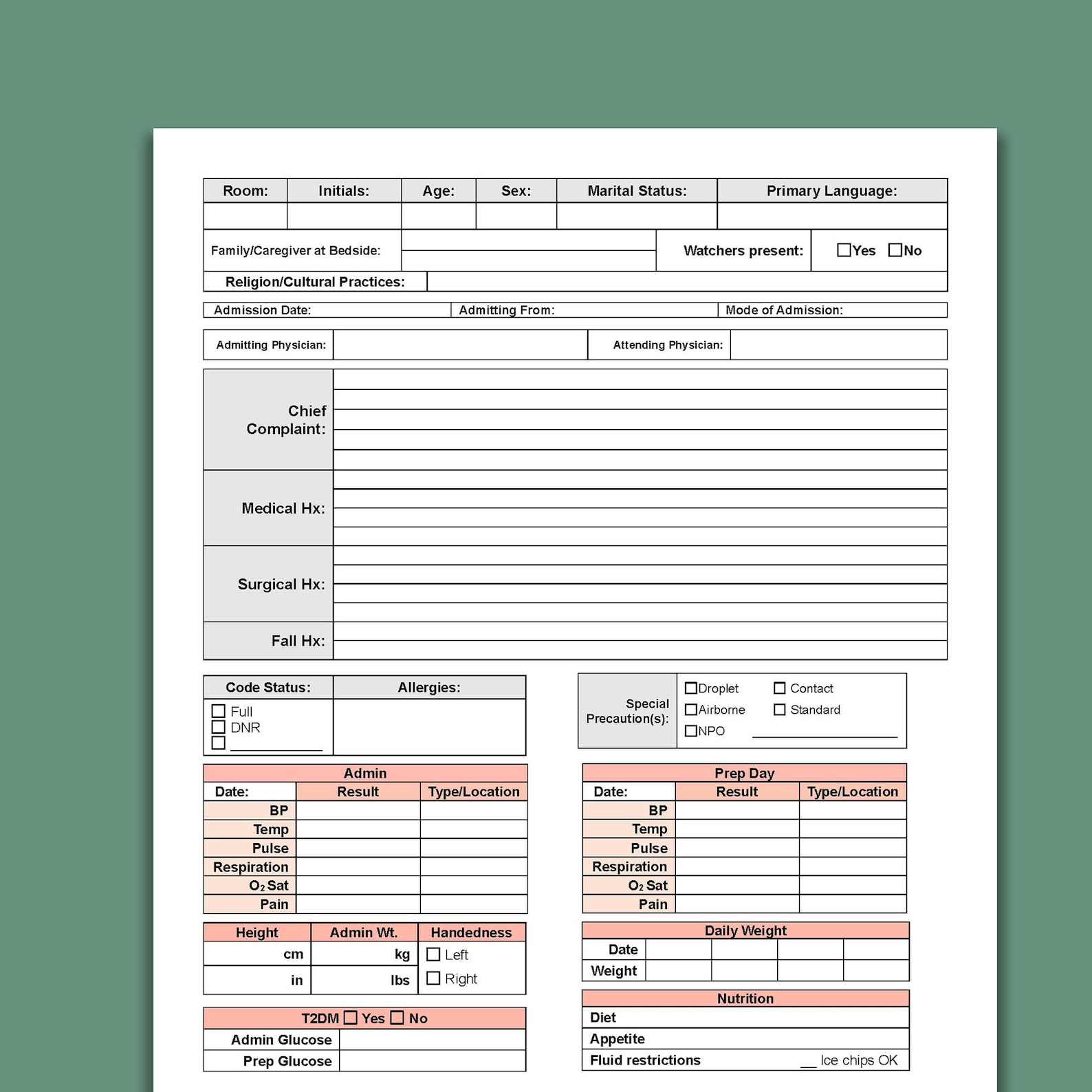 Student Nurse Report/brain/endorsement Sheet Template - Etsy