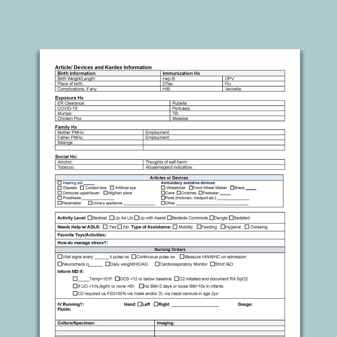 Student Nurse Report/brain/endorsement Sheet Template - Etsy