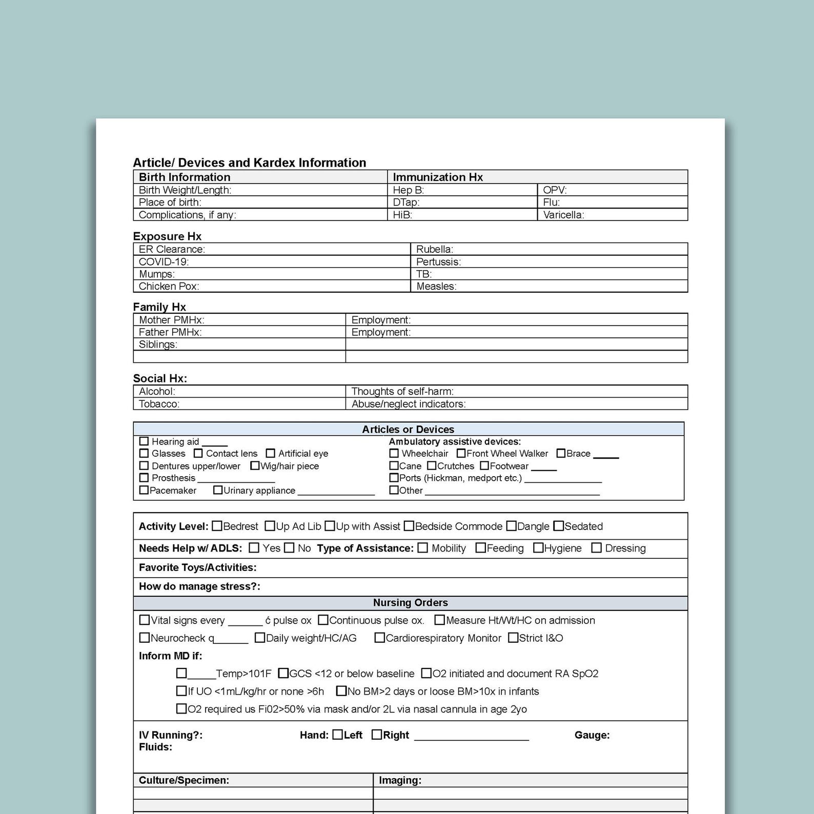 Student Nurse Report/brain/endorsement Sheet Template - Etsy
