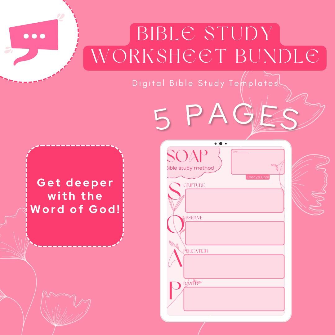 Bible Study Worksheet Bundle | SOAP Bible Study | REAP Bible Study | Bible Character Study ...