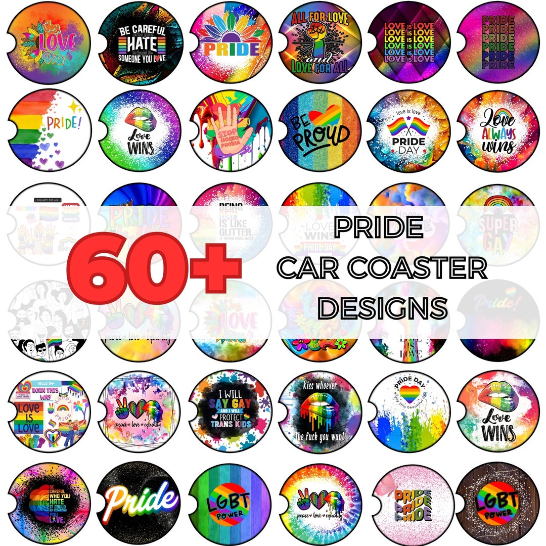 60 Pride Car Coaster Png Sublimation Design Bundle, LGBTQ Png, Pride ...