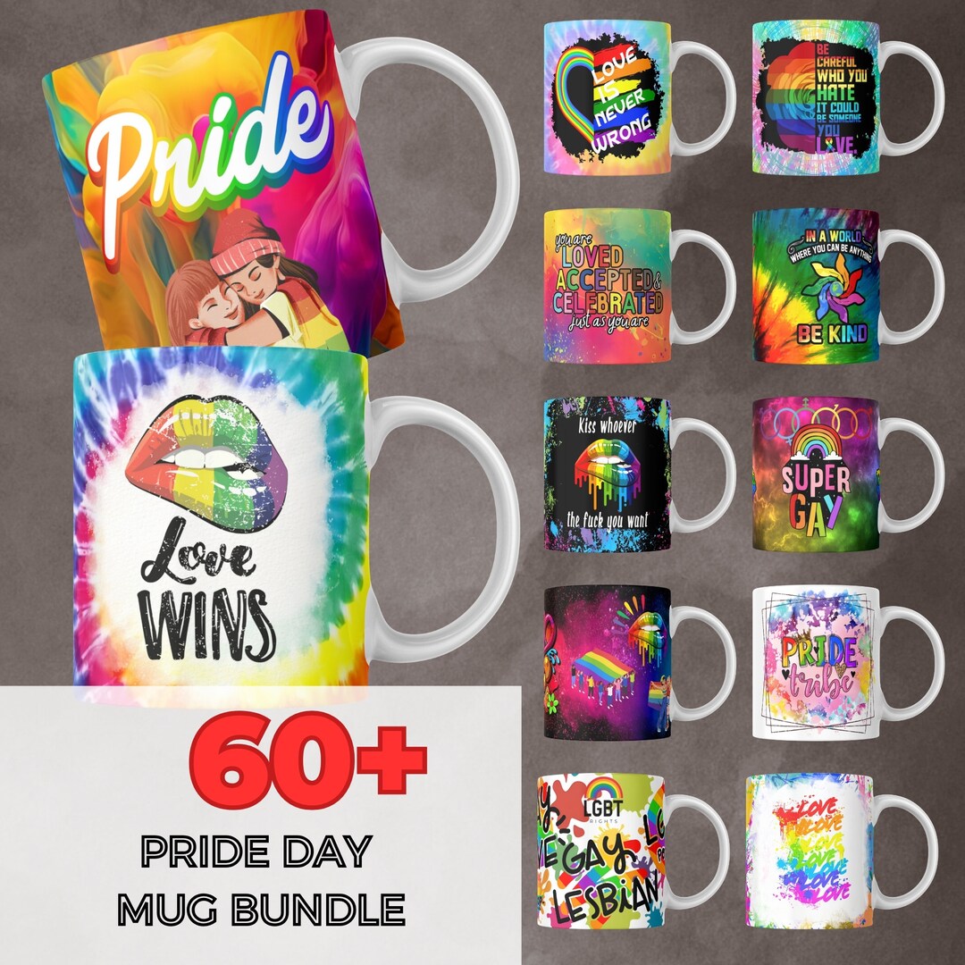 60 LGBT Mug Wrap Bundle, Love is Love Mug, Pride Mug Design, Mug Design ...