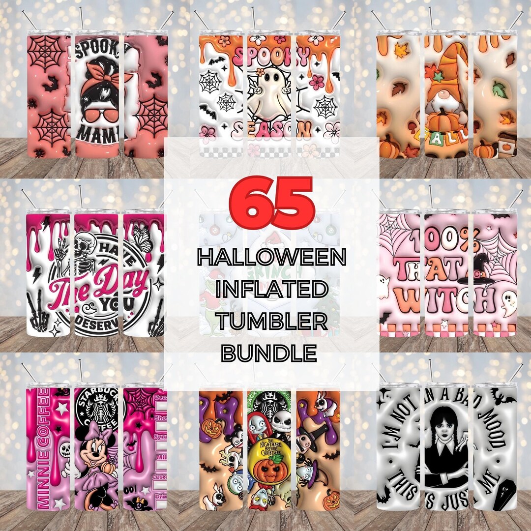 65 Horror 3D Inflated Puff Halloween Bundle, Boo Boo Sublimation, 20 Oz ...