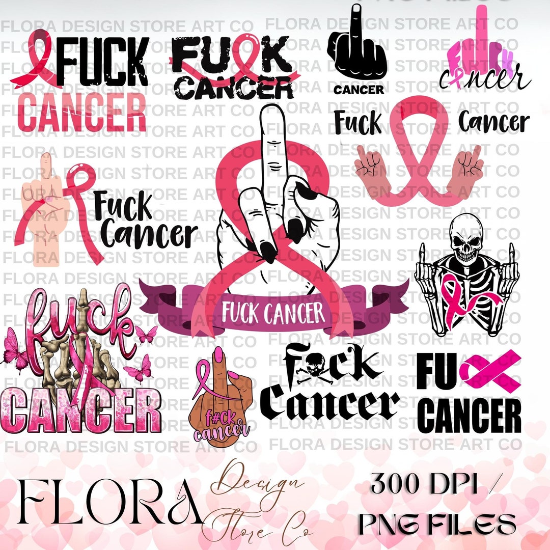 Fuck Cancer PNG Bundle, Cancer Ribbon Printable Cutting Files, Pink ...