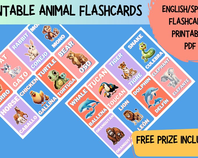 Tarjetas de animales del mar imprimibles para niños inglés-español ...