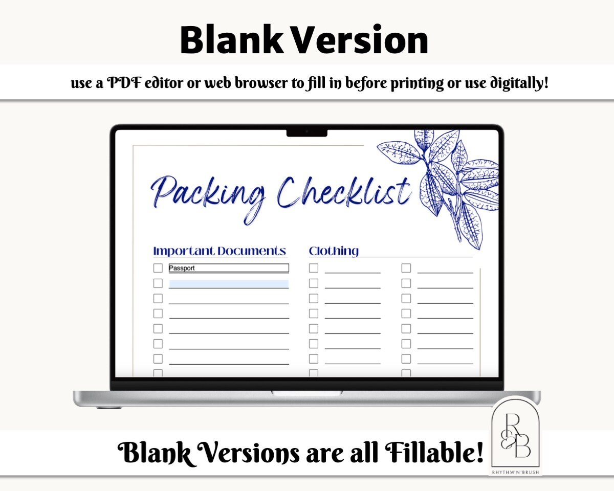 Travel Packing List Editable Packing Checklist Printable Travel Check ...
