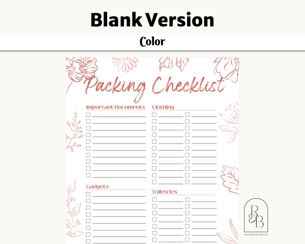 Travel Packing List Editable Packing Checklist Printable Travel Check ...