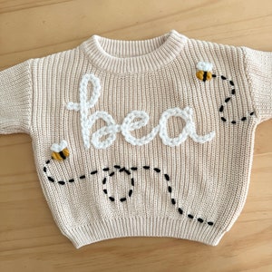 Custom Hand Embroidered Bee Sweater - Etsy