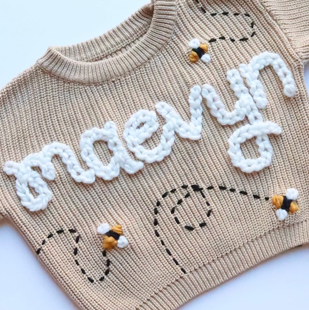 Custom Hand Embroidered Bee Sweater - Etsy