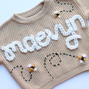 Custom Hand Embroidered Bee Sweater - Etsy