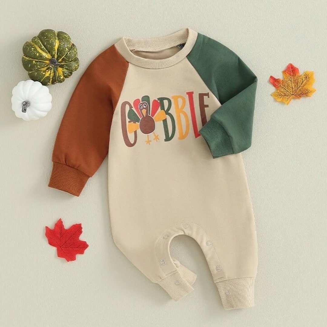 Multi Toned Gobble Baby Thanksgiving Romper Baby Boy Clothes - Etsy