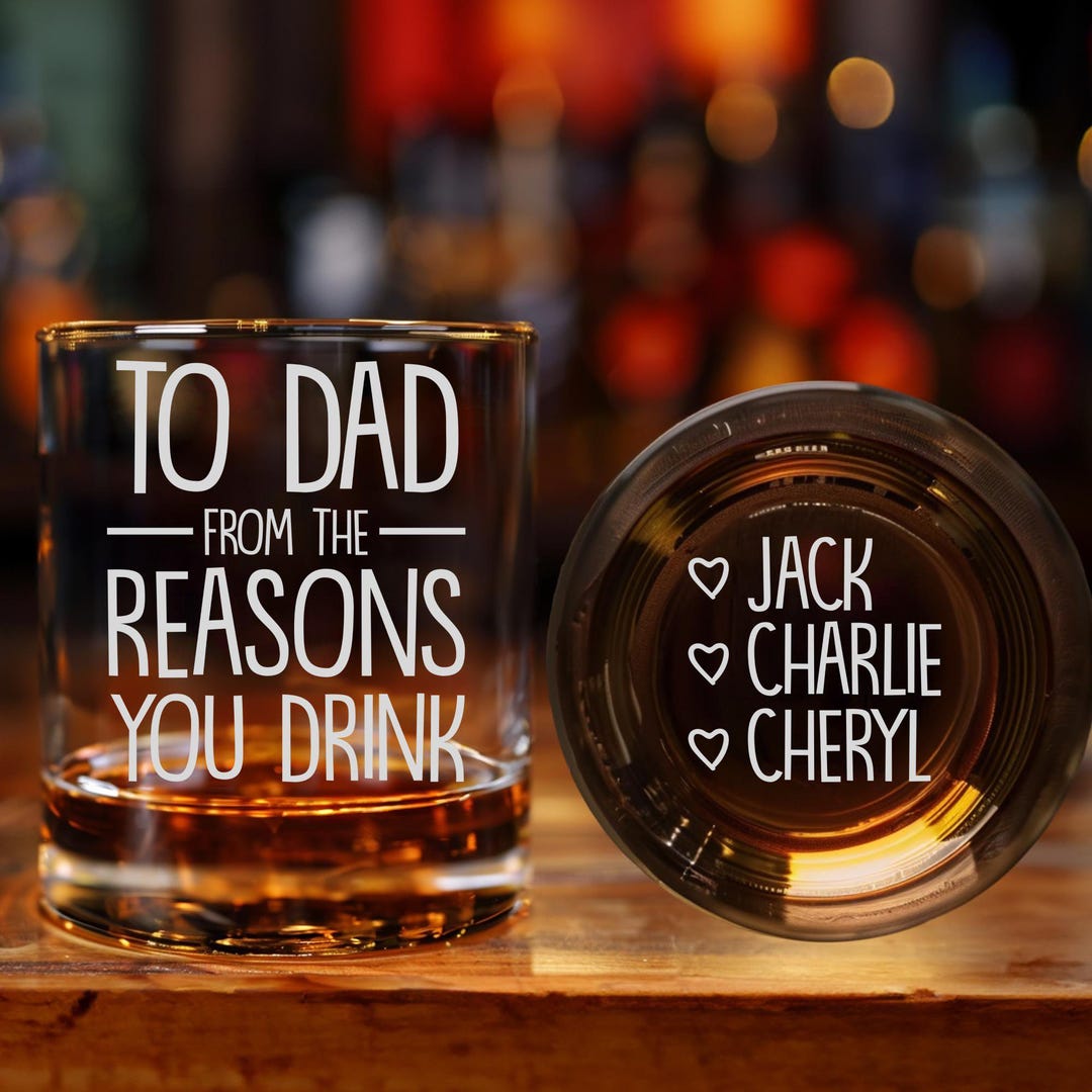 To Dad From the Reasons You Drink Whiskey Glass, Personalized Kids Name ...