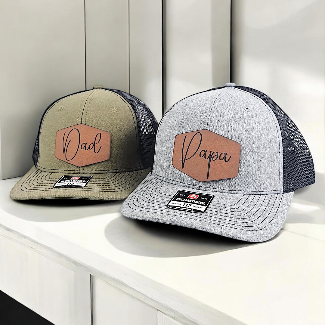Customized Hats for Dad, Custom Leather Patch Hat, Papa Hats ...