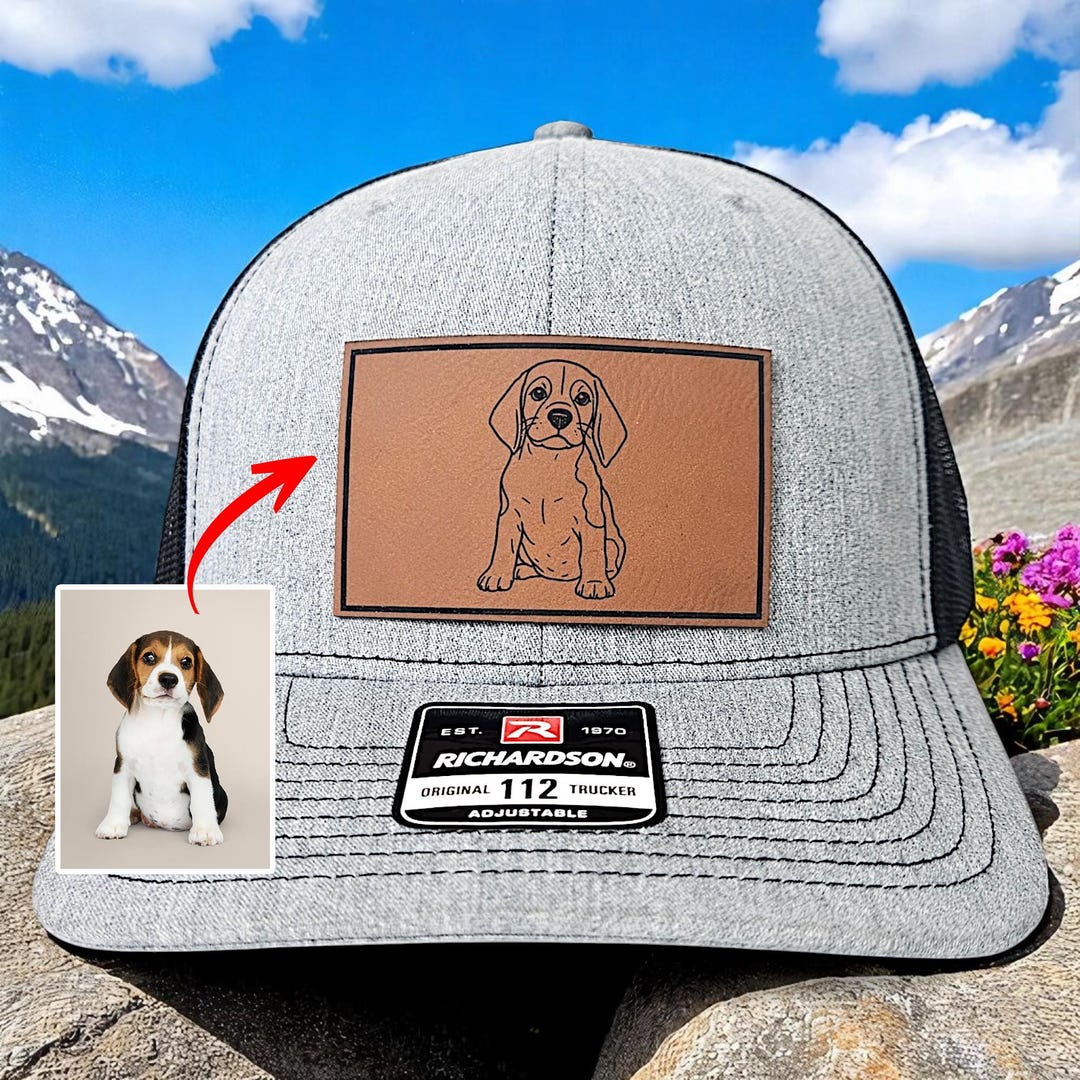 Custom Dog Photo Hats, Leather Patch Hat, Fathers Day Gift, Custom ...
