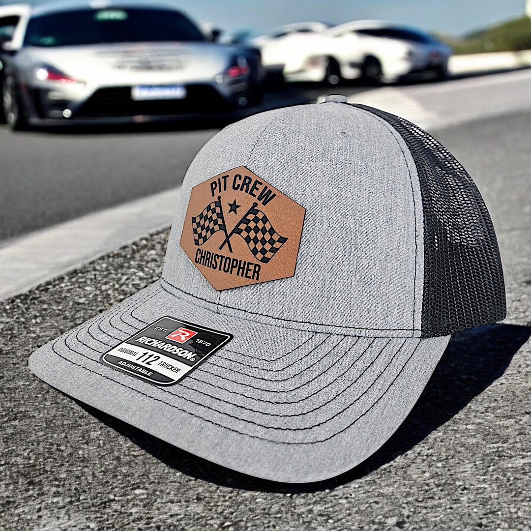 Custom Pit Crew Hat With Name, Racing Trucker Hat With Checkered Flags Patch, Richardson 112 ...