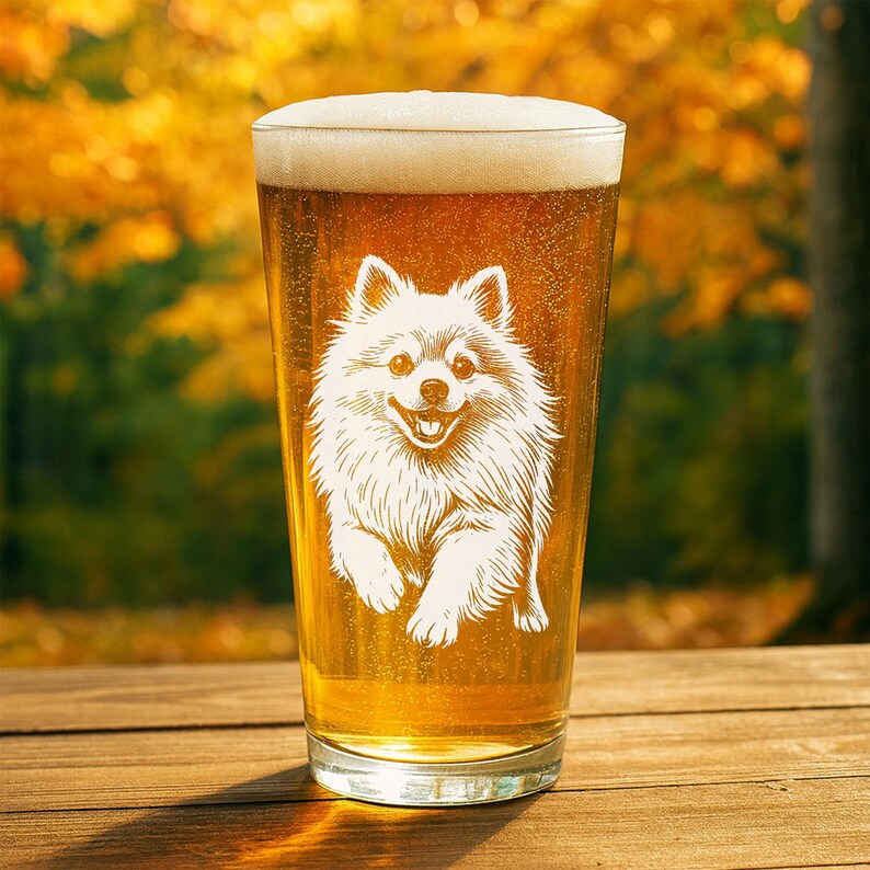 Custom Dog’s Portrait Engraved Pint Glass, Dog Keepsake Glass Gift for ...