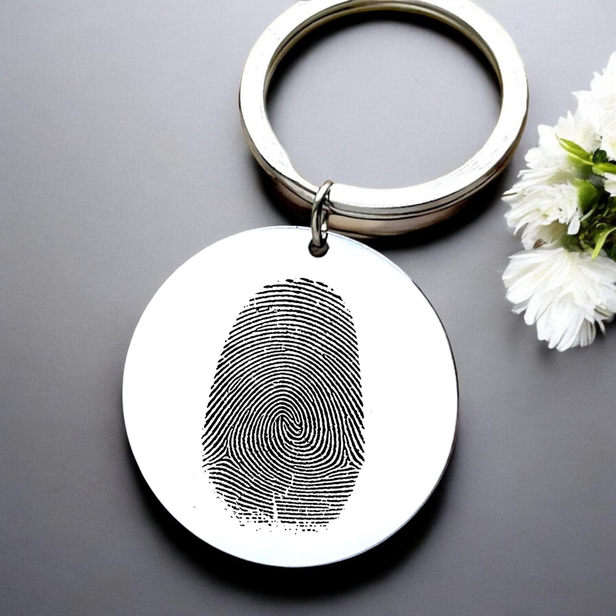 Custom Fingerprint Keychain, Personalized Memorial Keyring Gift ...