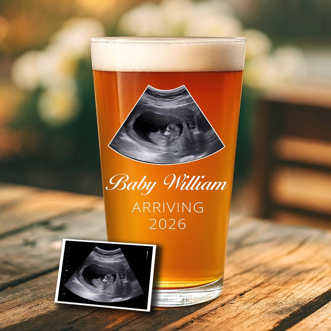 Personalized Pregnancy Announcement Beer Glass , Custom Photo ...