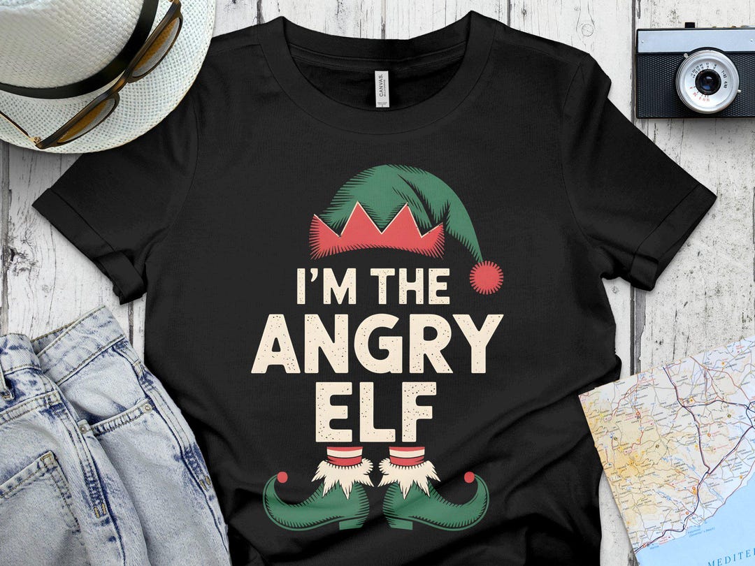 Funny Christmas Elf T Shirt, Angry Elf Christmas Shirt, Holiday Humor ...