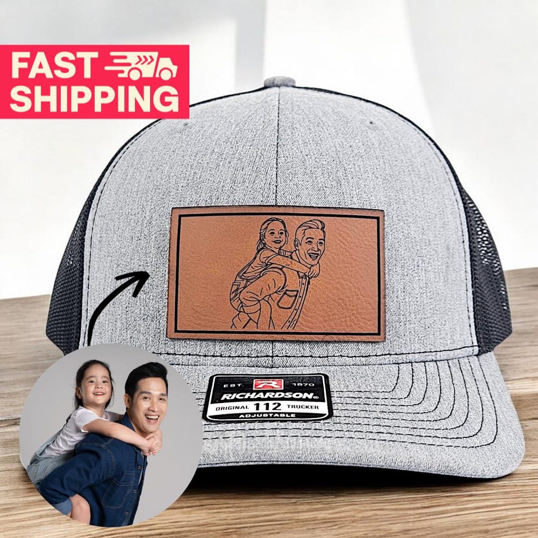 Custom Photo Hats for Dad, Leather Patch Hat, Fathers Day Gift, Dad ...