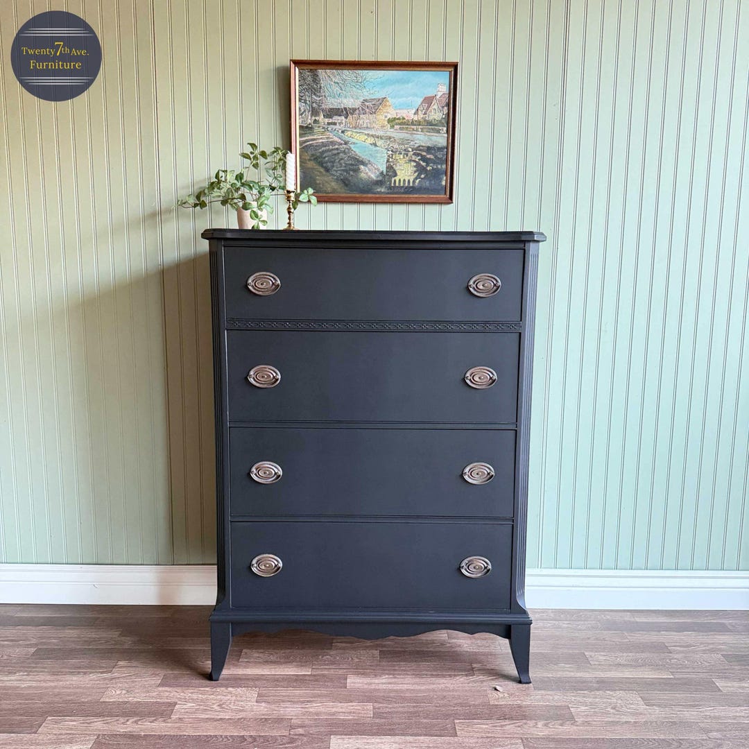 Black Vintage French Country Chest of Drawers | Rustic Hardware | 4 ...