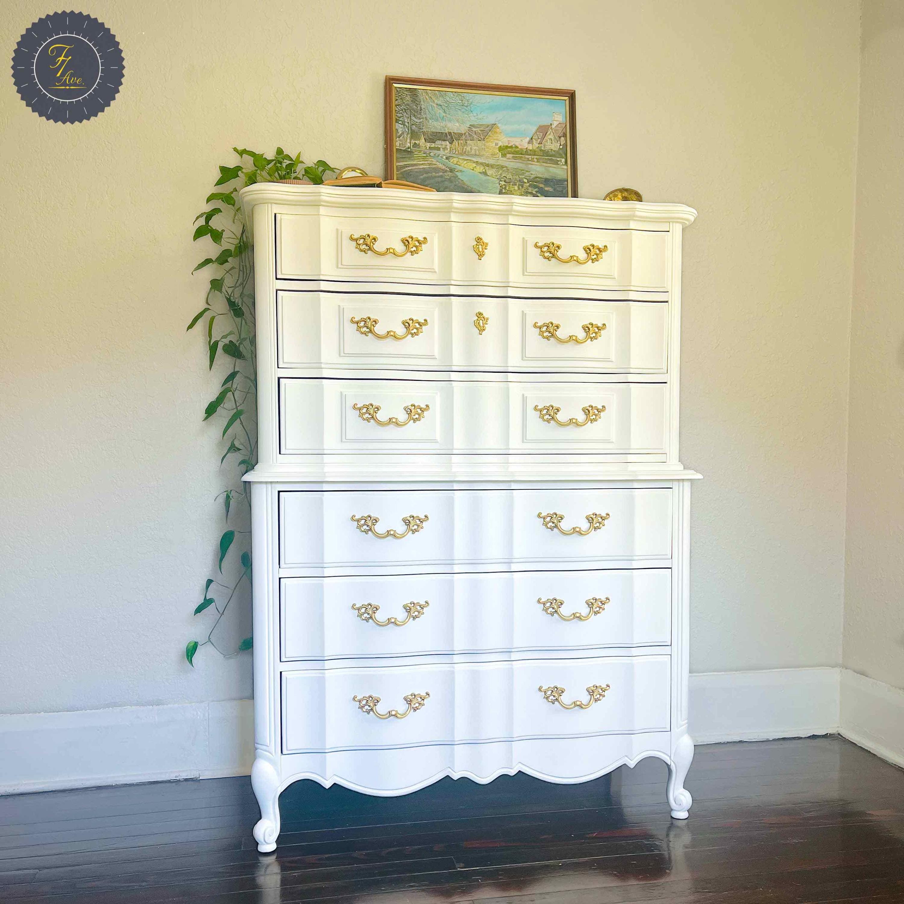 White ornate chest of drawers store
