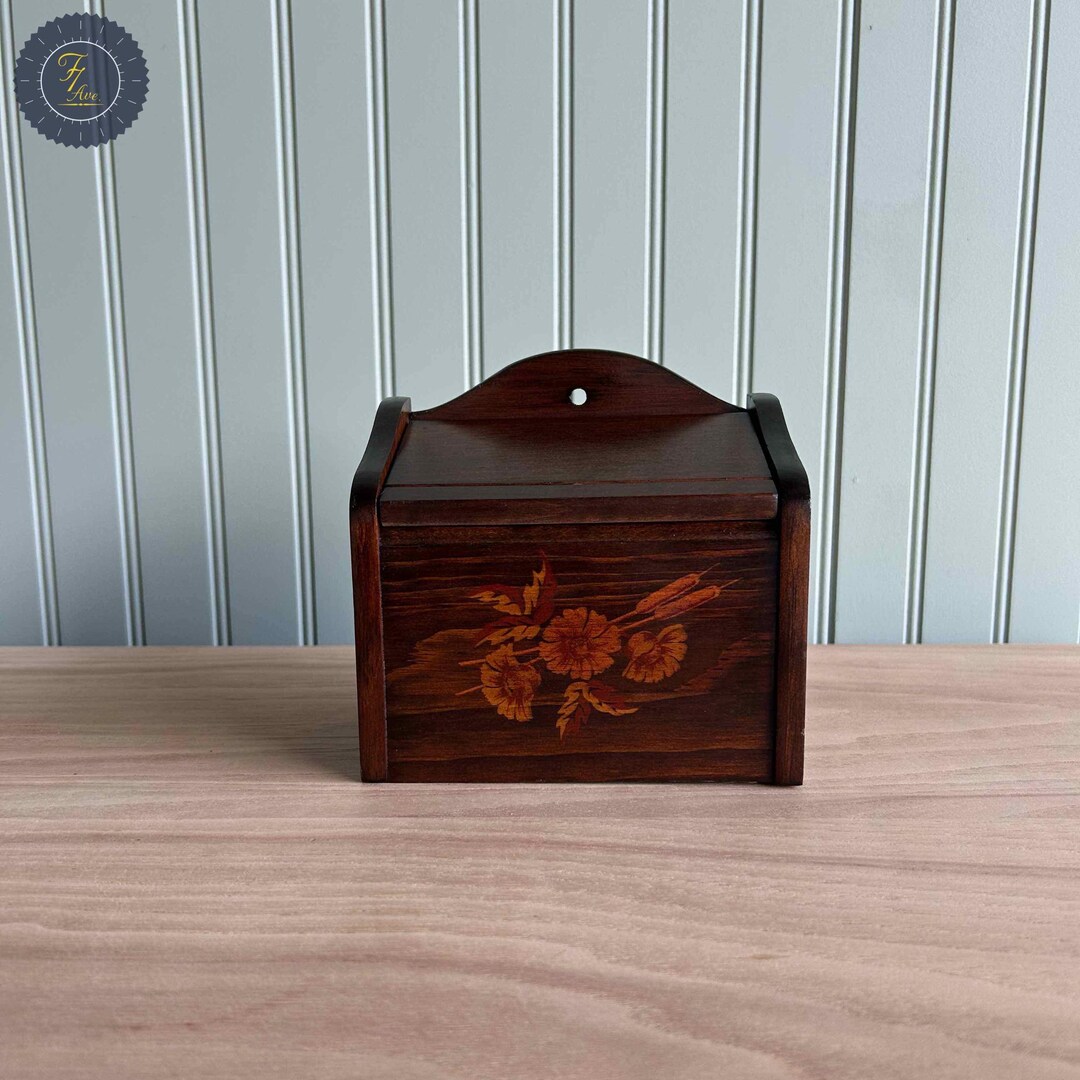 Vintage 1970s Cornwall Maine Wooden Hanging Recipe Box With Lid ...