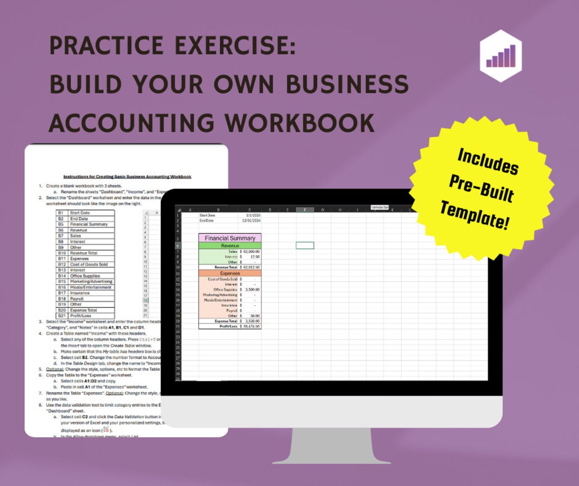 Basic Business Accounting Workbook + DIY Exercise - Etsy