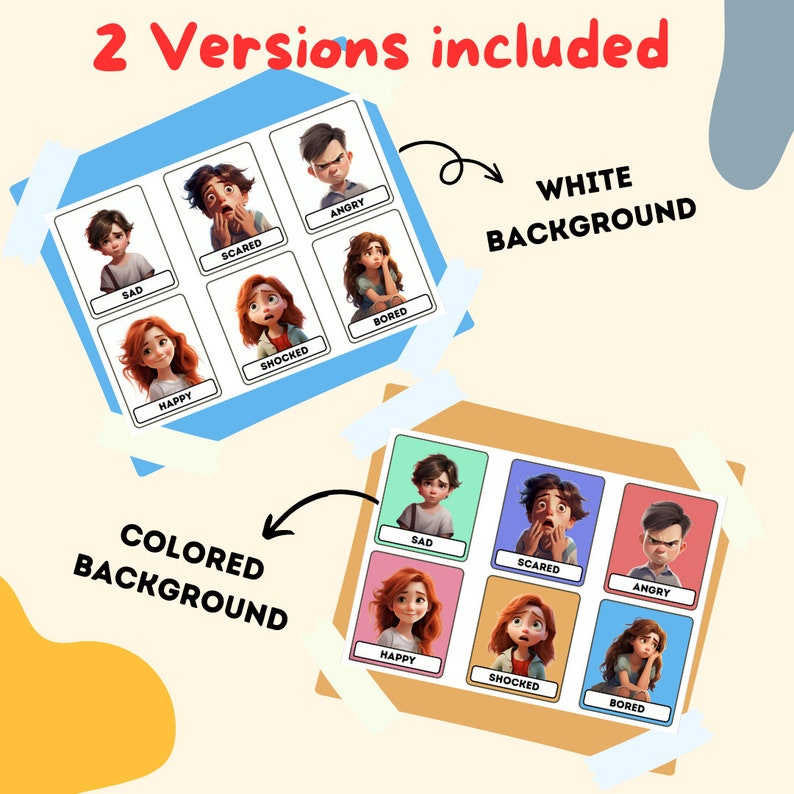 12 Emotions Flash Cards Free Coloring Pages PDF File - Etsy UK