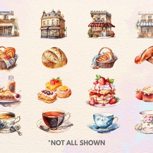 Watercolor Bakery Clipart, Png Baking Clipart, Bread, Bakery Shop ...
