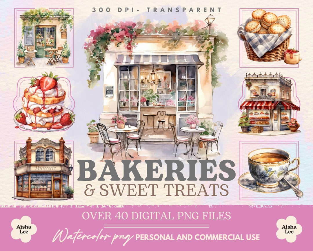 Watercolor Bakery Clipart, Png Baking Clipart, Bread, Bakery Shop ...