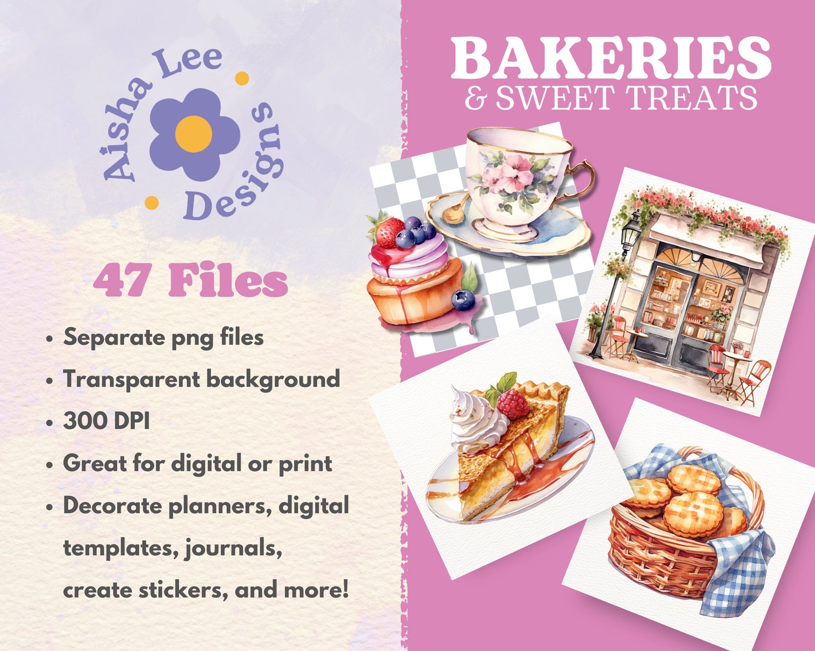 Watercolor Bakery Clipart, Png Baking Clipart, Bread, Bakery Shop ...