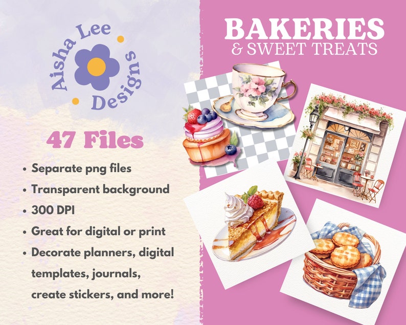 Watercolor Bakery Clipart, Png Baking Clipart, Bread, Bakery Shop ...