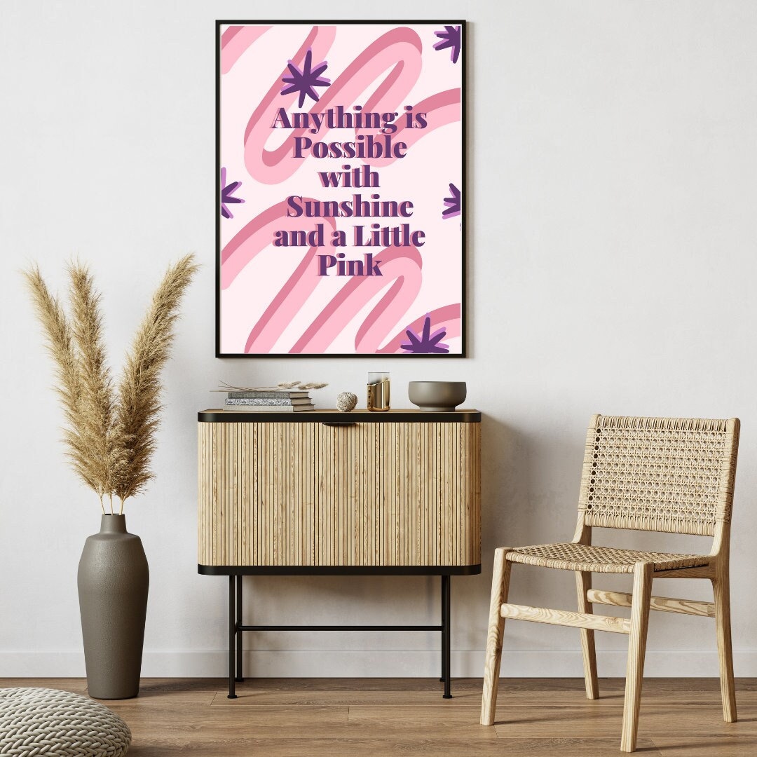 Cute, Pink, Teen Girl, Retro, Printable Poster for Room Decor, Teenage ...