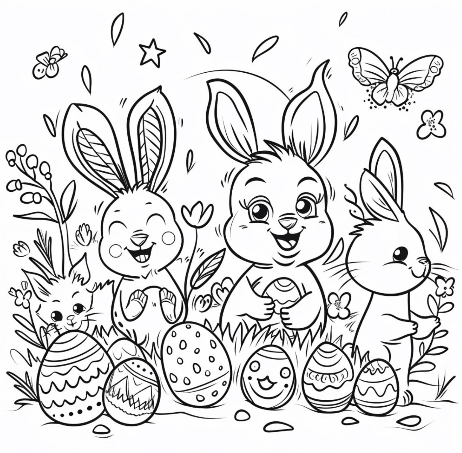 Digital Download 10 Easter Coloring Pages for Kids! Different Cartoon ...