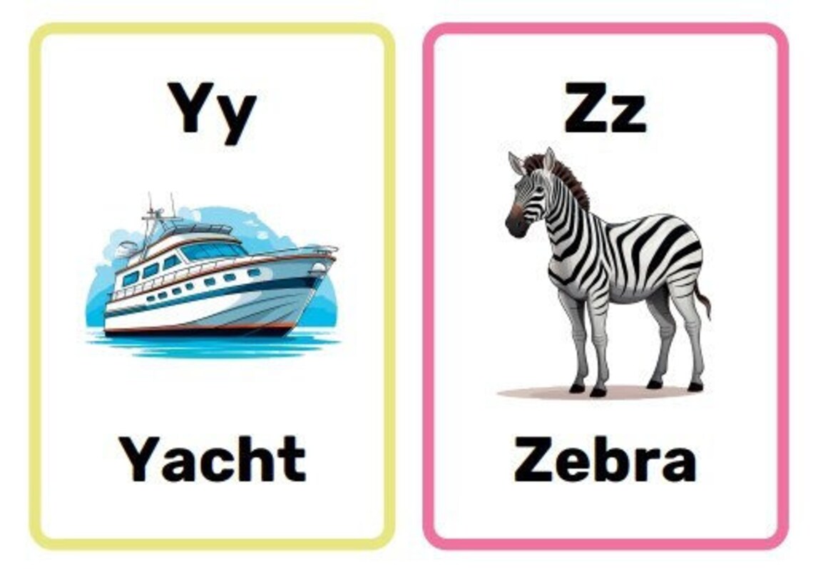 26 Printable Alphabet Flashcards + FREE Coloring Pages! - Etsy