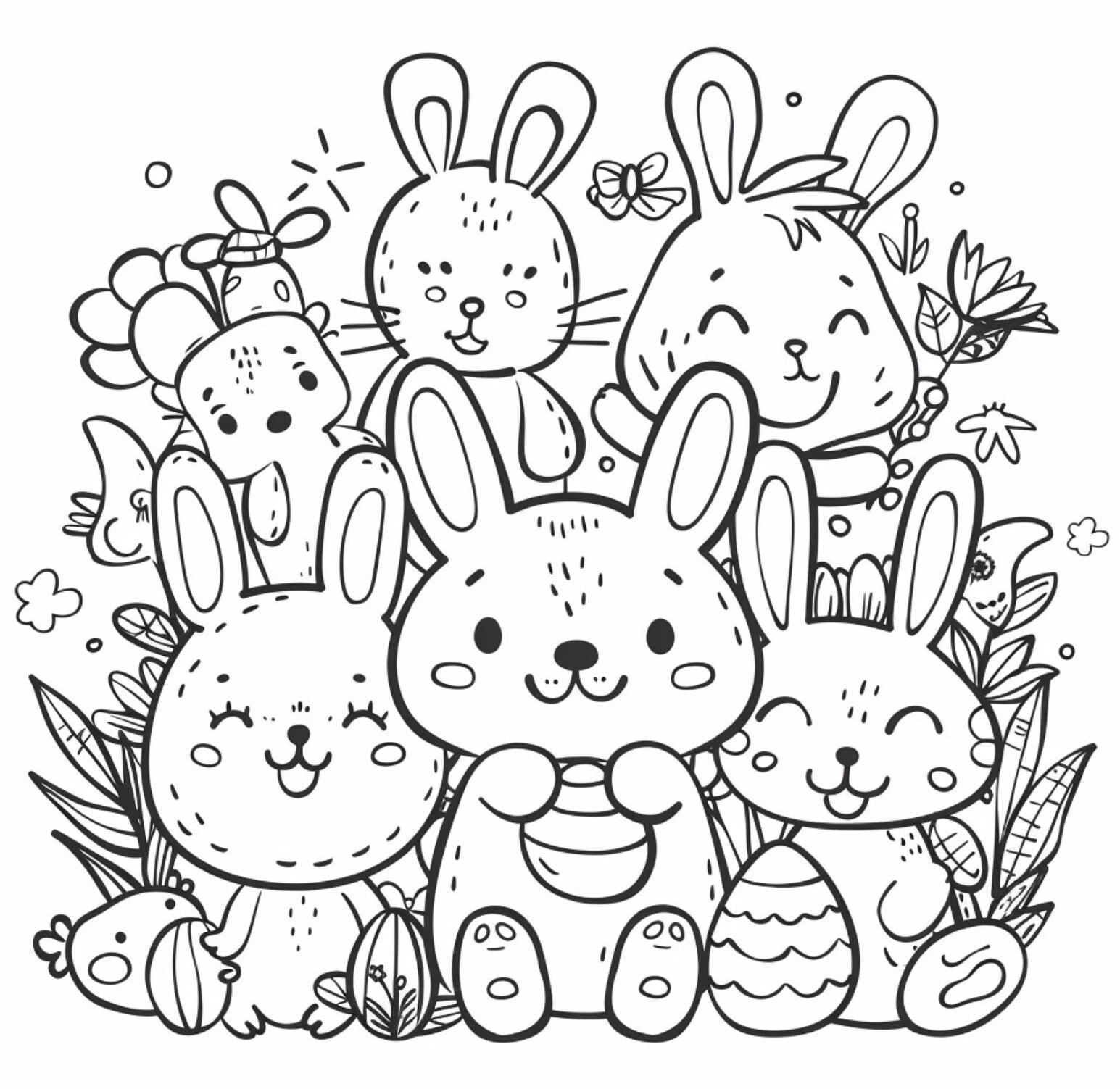 Digital Download 10 Easter Coloring Pages for Kids! Different Cartoon ...