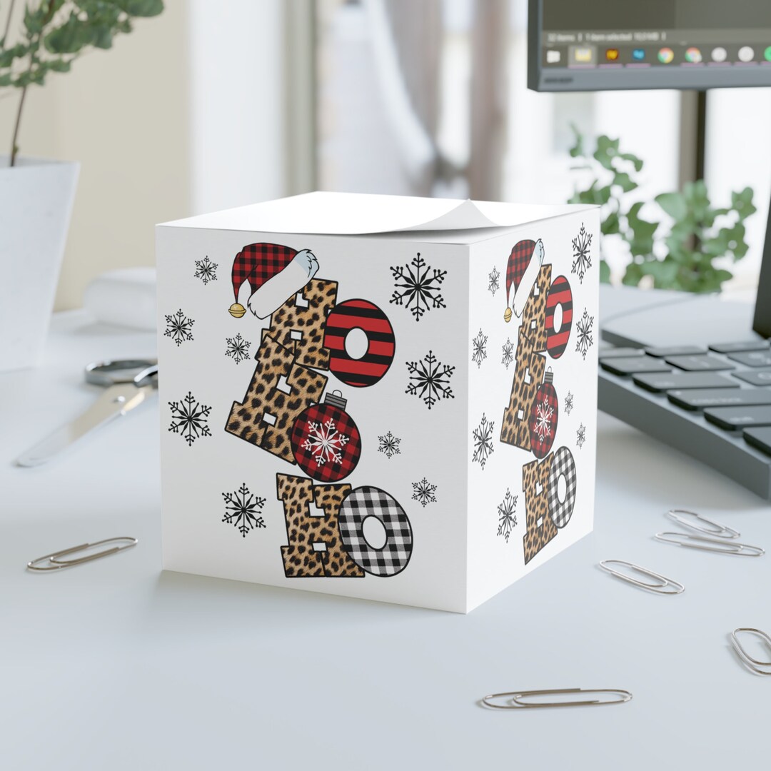 HO HO HO Christmas Sticky Note Cube, Christmas Desk Decor, Festive ...