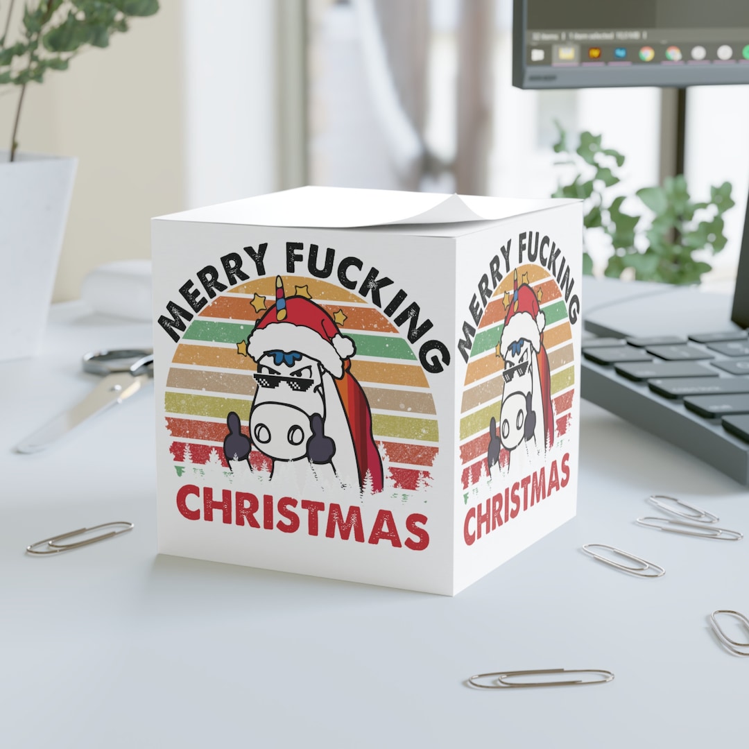Merry Fcking Christmas Sticky Note Cube, Christmas Desk Decor, Funny ...