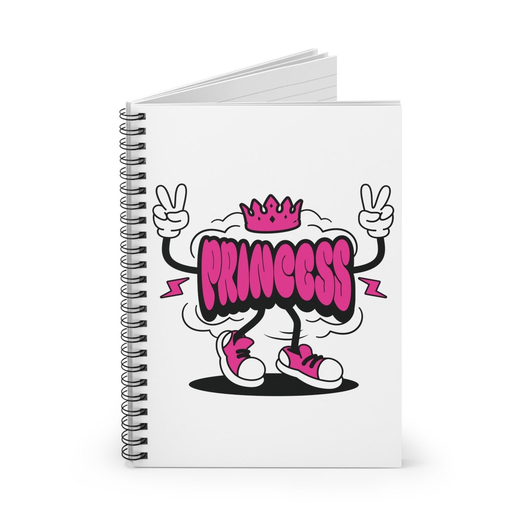 Princes White/pink Spiral Notebook, Cute Princess Journal, Princess ...