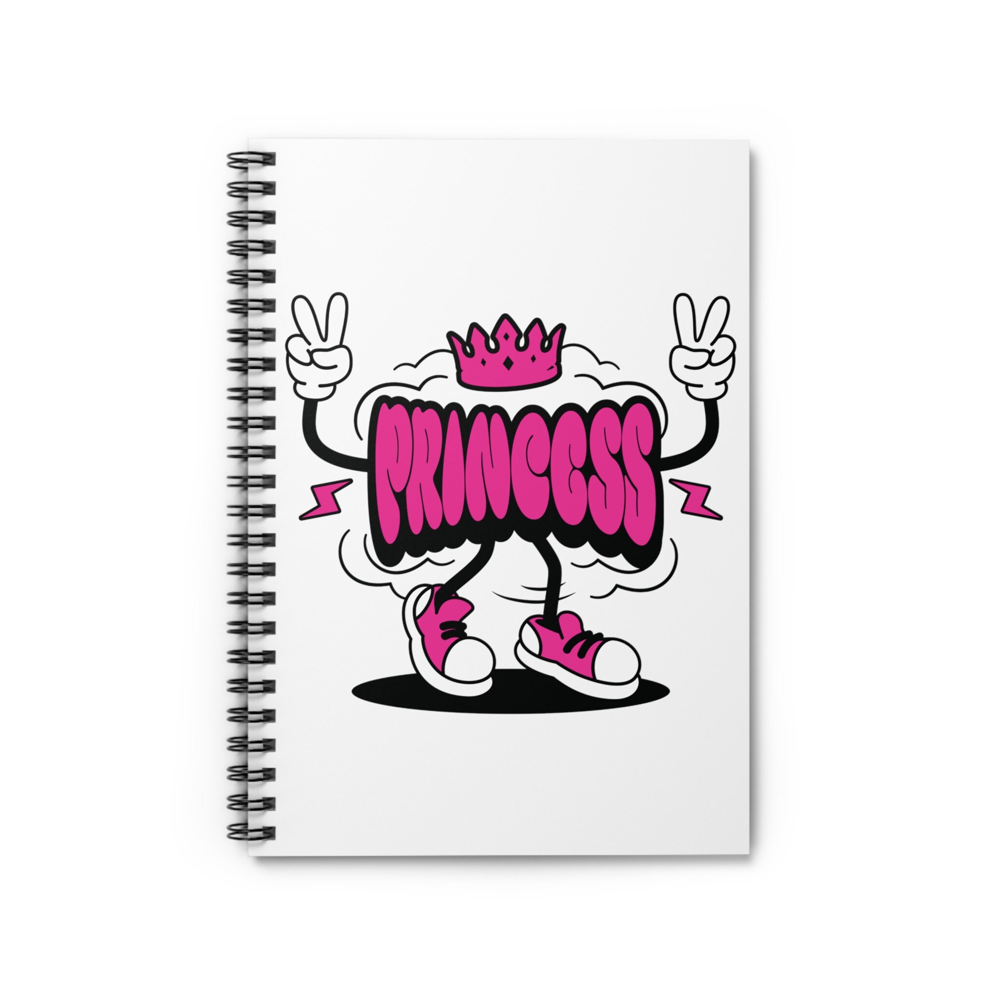 Princes White/pink Spiral Notebook, Cute Princess Journal, Princess ...