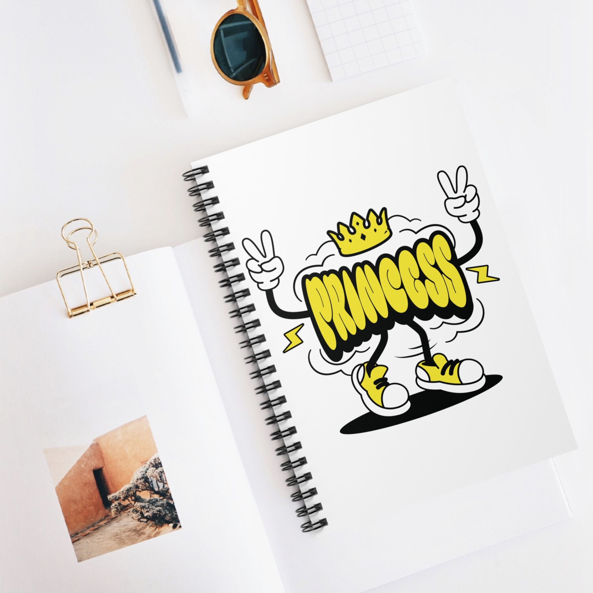 Princes White Spiral Notebook, Cute Princess Journal, Princess Gift ...