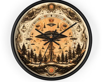 UFO Above the Clouds Wall Clock 1950s Flying Saucer - Etsy